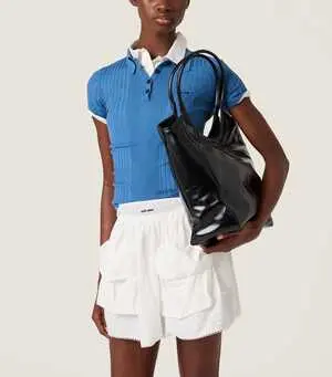 Miu Miu Wool Logo Polo Shirt - Blue
