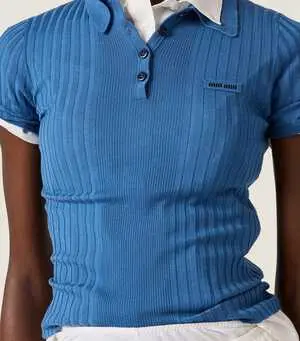 Miu Miu Wool Logo Polo Shirt - Blue