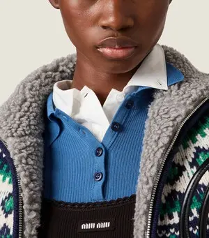 Miu Miu Wool Logo Polo Shirt - Blue