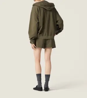 Miu Miu Oversized Cotton Hoodie With Drawstring - Green