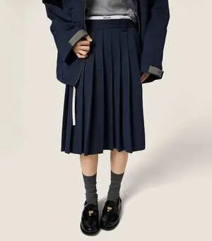 Miu Miu Pleated Ripstop Midi Skirt