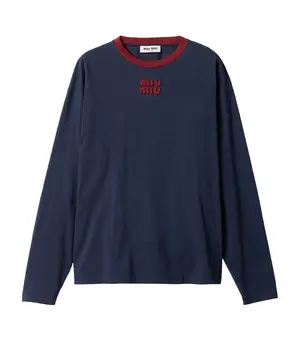 Miu Miu Drop Shoulder T-shirts For Women