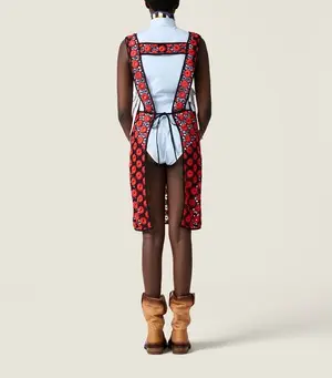 Miu Miu Macramé Apron Midi Dress - Red