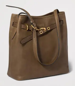 Miu Miu Nappa Leather Aventure Bucket Bag - Green