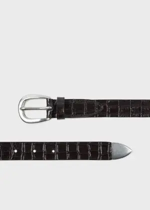 Paul Smith Croc-emboss Leather Belt - Brown