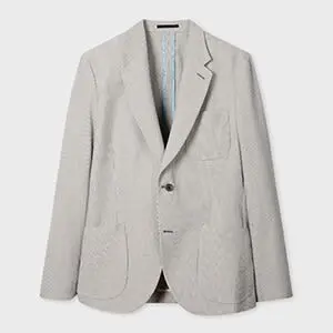 Paul Smith Blue And Ecru Cotton-blend Seersucker Stripe Blazer