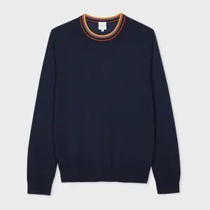 Paul Smith Merino Wool Sweater With Artist Stripe Trim