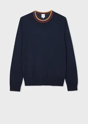 Paul Smith Merino Wool Sweater With Artist Stripe Trim