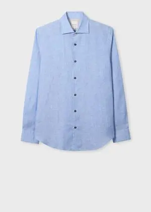 Paul Smith Slim-fit Light Linen Shirt - Blue