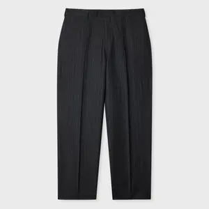 Paul Smith Relaxed-fit Wool-linen Pinstripe Trousers - Black