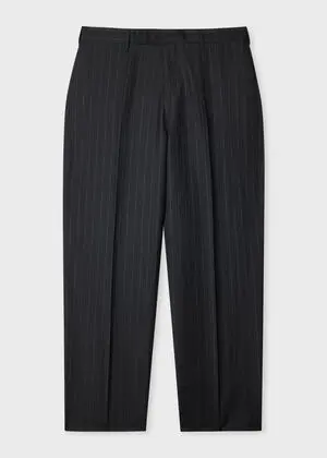 Paul Smith Relaxed-fit Wool-linen Pinstripe Trousers - Black