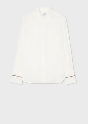 Paul Smith Silk 'signature Stripe' Detail Shirt - White