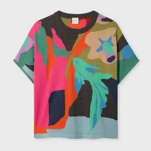 Paul Smith Knitted 'river Collage' Short Sleeve Top