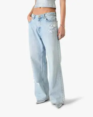 Casablanca Light Wash Graffiti Denim Jeans