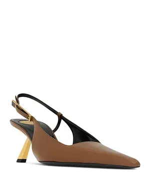 Saint Laurent Lee Slingback Pumps - Soil Brown