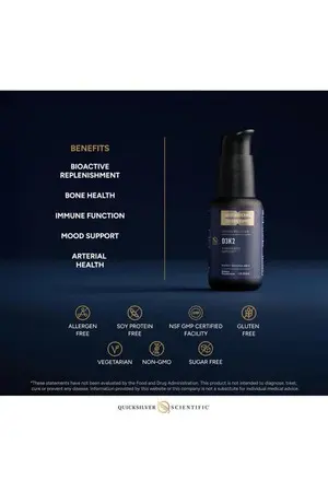 QUICKSILVER SCIENTIFIC Nanoemulsified D3k2 Bioactive Liquid Vitamin Supplement