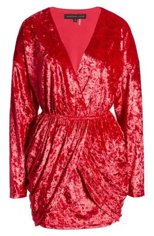 Endless Rose Wrap Front Crushed Velvet Mini Dress