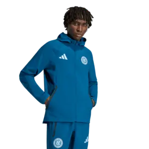 Adidas New York City FC Tiro Travel Full-Zip Hooded Windbreaker Blue