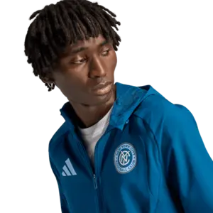 Adidas New York City Fc Tiro Travel Full-zip Hooded Windbreaker - Blue