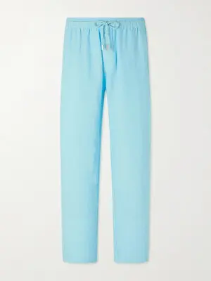 Vilebrequin Pacha Straight-leg Linen Drawstring Trousers - Blue