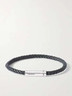 Le Gramme 7g Sterling Silver And Leather Cable Bracelet Anthracite