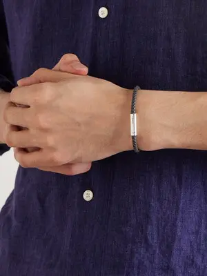 Le Gramme 7g Sterling Silver And Leather Cable Bracelet
