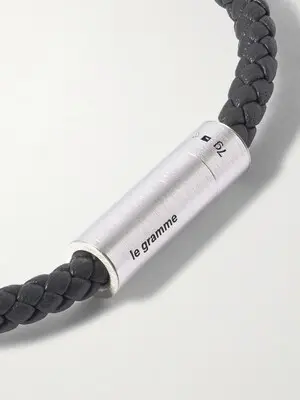Le Gramme 7g Sterling Silver And Leather Cable Bracelet