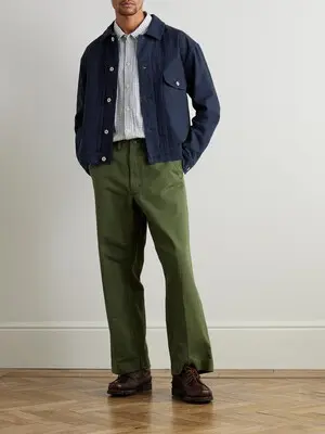 Folk Trucker Herringbone Cotton-twill Jacket
