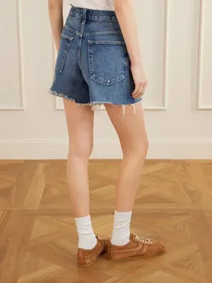 AGOLDE Nye Frayed Denim Shorts - Blue