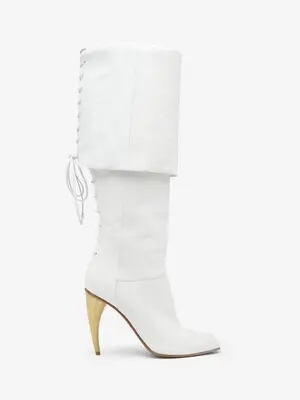 Alexander McQueen Horn Heel Knee-high Boots - White