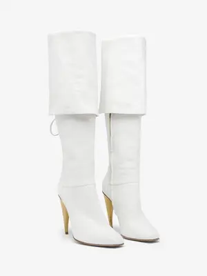 Alexander McQueen Horn Heel Knee-high Boots - White