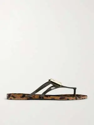 Dolce & Gabbana Embellished Leopard Print Rubber Sandals Leopard Print