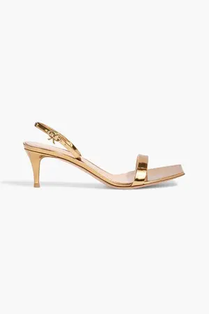 GIANVITO ROSSI Ribbon 55 Mirrored-leather Slingback Sandals - Gold