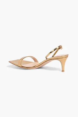 GIANVITO ROSSI Ribbon 55 Mirrored-leather Slingback Sandals - Gold