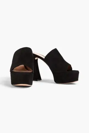 GIANVITO ROSSI Holly 120 Suede Platform Mules - Black