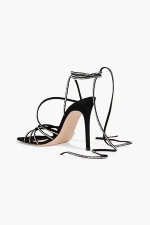 GIANVITO ROSSI 105 Crystal-embellished Suede Sandals - Black