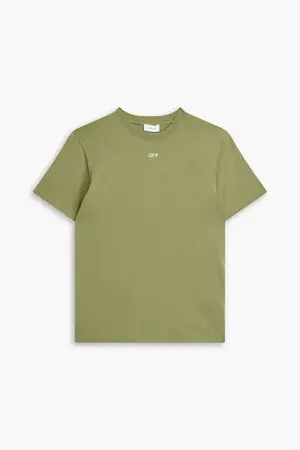 Off-White Embroidered Cottonjersey Tshirt