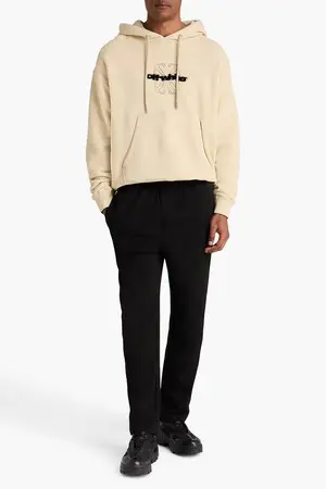 Off-White Flocked French Cotton-terry Hoodie - Beige