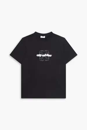 Off-White Flocked Cottonjersey Tshirt - Black