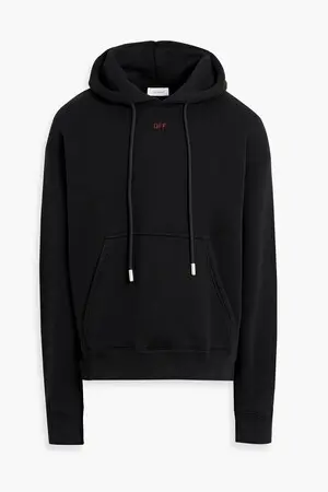 Off-White Printed French Cotton-terry Hoodie - Black