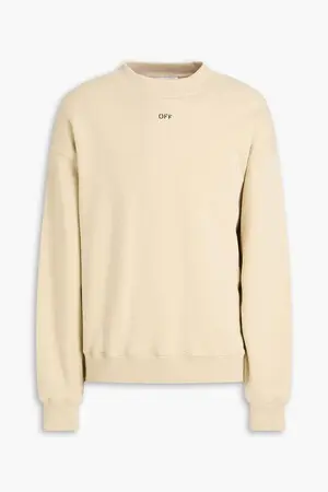 Off-White Printed French Cotton-terry Sweatshirt - Beige