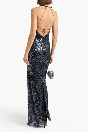 16Arlington Eima Sequined Mesh Gown - Midnight Blue