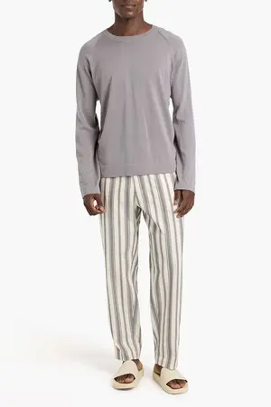 Officine Générale Walter Striped Cotton Pants - Ecru