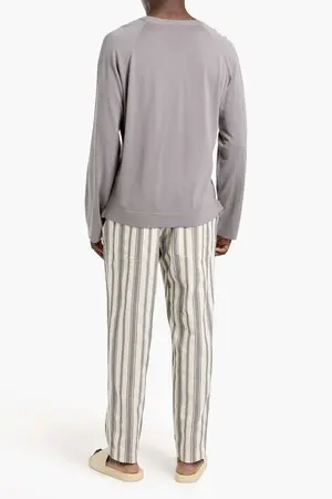 Officine Générale Walter Striped Cotton Pants - Ecru