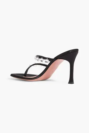 Amina Muaddi Tina Crystal-embellished Satin Mules