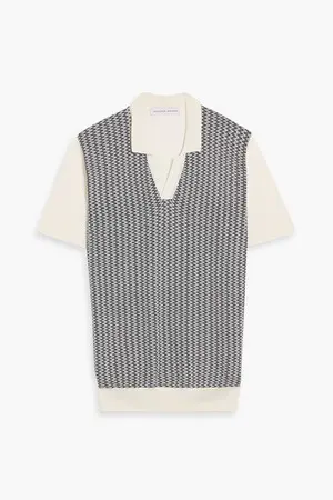 Orlebar Brown Horton Jacquardknit Silk And Cottonblend Polo Shirt - Navy