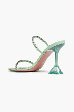 Amina Muaddi Gilda 95 Crystal-embellished Mules - Mint