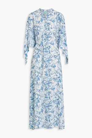 Melissa Odabash Edith Printed Voile Kaftan Blue