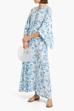 Melissa Odabash Edith Printed Voile Kaftan - Blue
