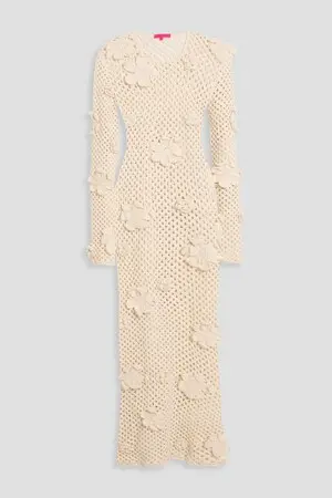 THE ELDER STATESMAN Crocheted Cotton Maxi Dress - Cream